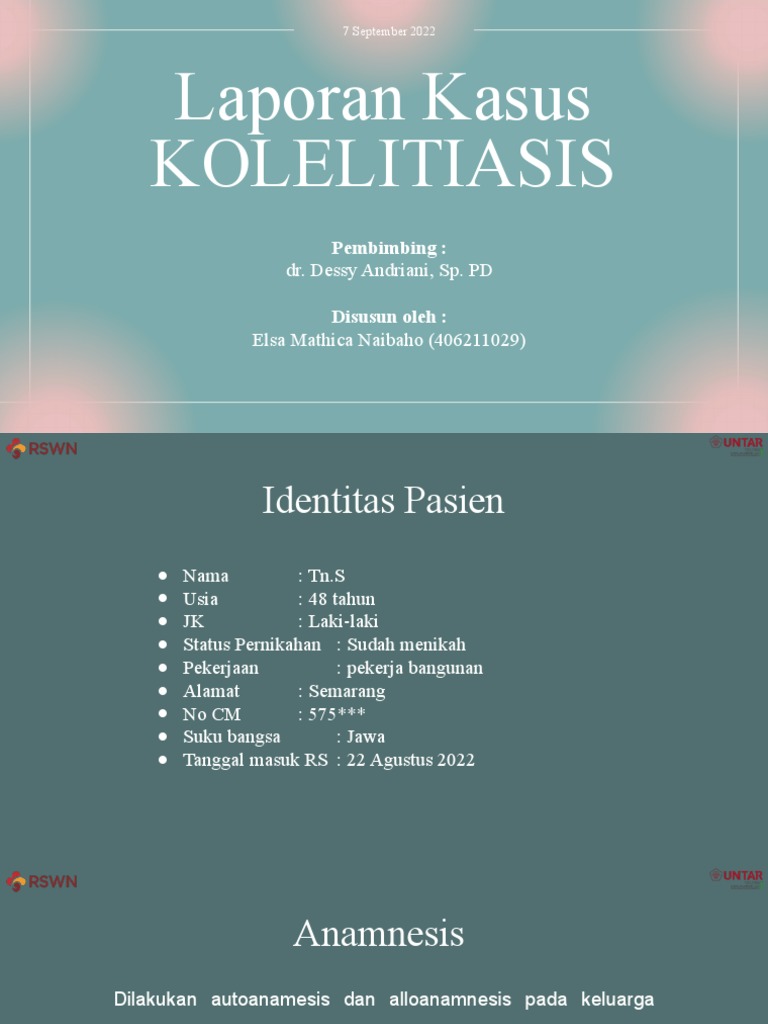 Laporan Kasus Interna Kolelitiasis - Elsa Mathica Naibaho (406211029) | PDF