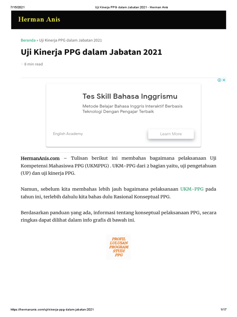 Uji Kinerja PPG 2021: Panduan Lengkap | PDF