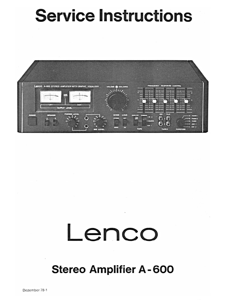 Lenco A 600 Service Manual | PDF