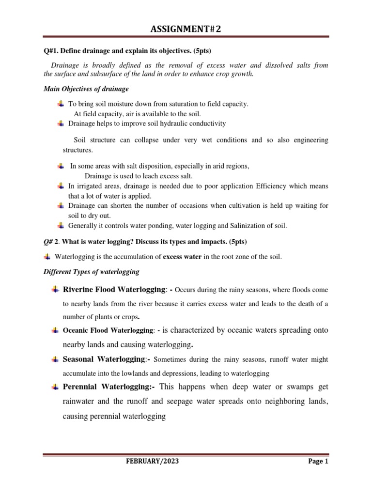 Answer For Assignment #2 | PDF | Soil | Irrigation