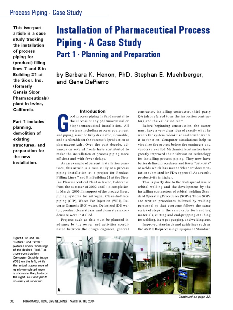 Installation of Pharmaceutical Process Piping - A Case Study | PDF ...