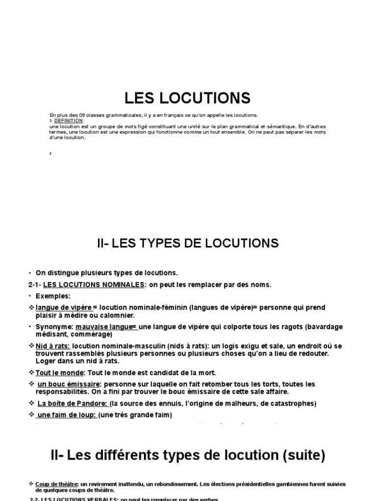 Les Locutions 1 | PDF | Adverbe | Typologie linguistique