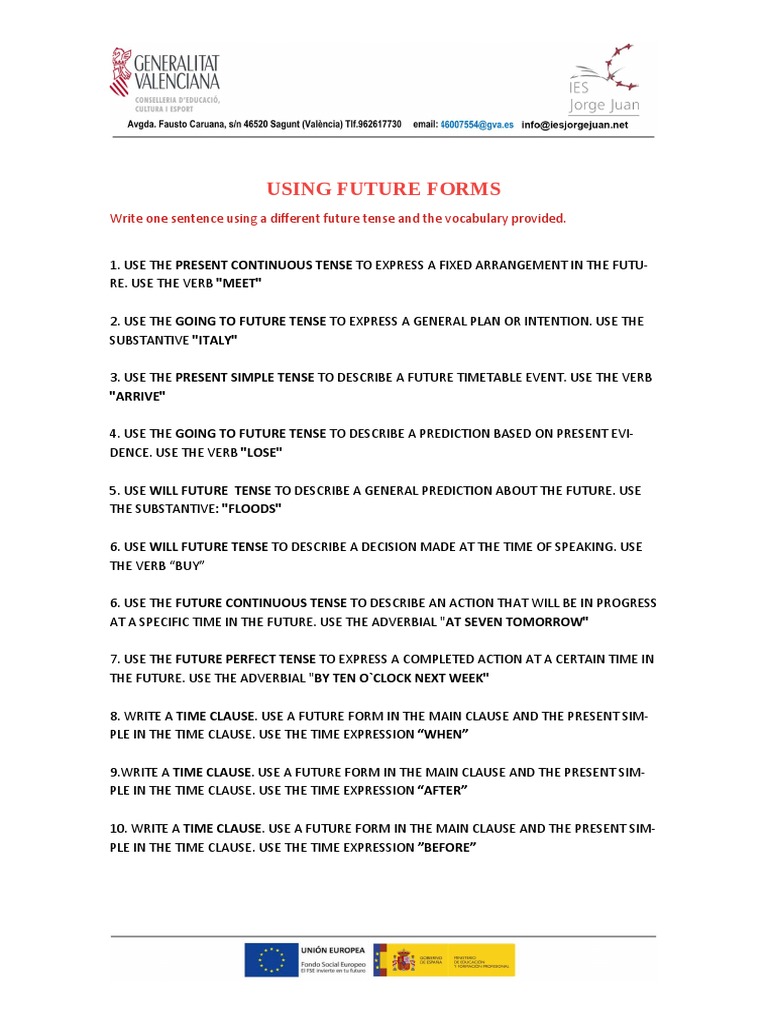 The Future Tense. Writing Sentences. | PDF | Language Arts & Discipline