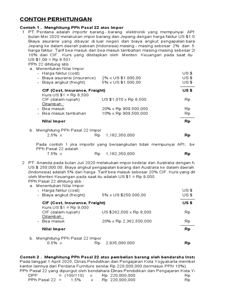 Contoh PPH 22 | PDF