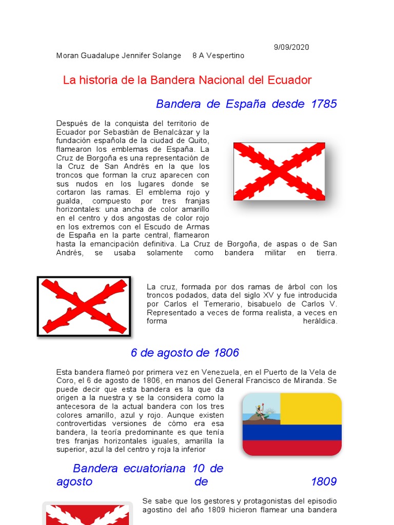 La Historia de La Bandera Nacional Del Ecuador | PDF | Los símbolos ...