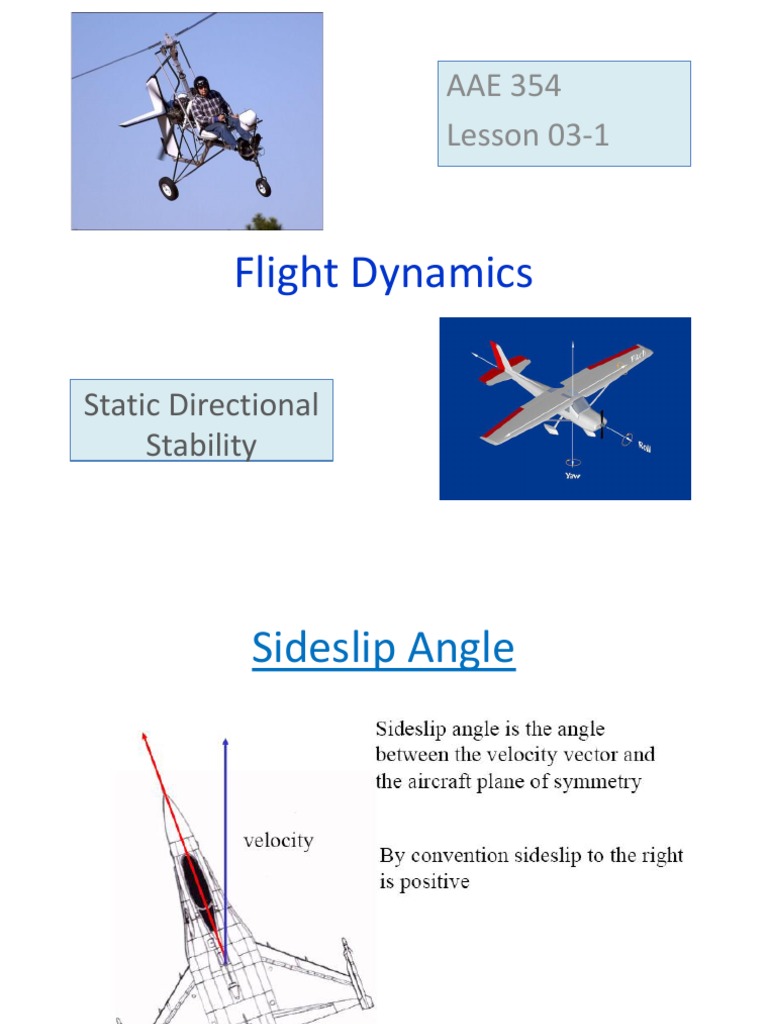 Lec 03-1 - Directional Stability | PDF | Flight Dynamics (Fixed Wing ...