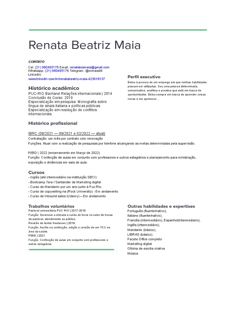 Renata Beatriz Maia - Curriculo | PDF