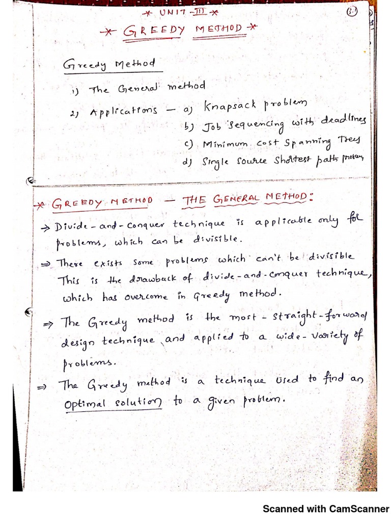 Daa Unit 4 Greedy Method Notes Pdf