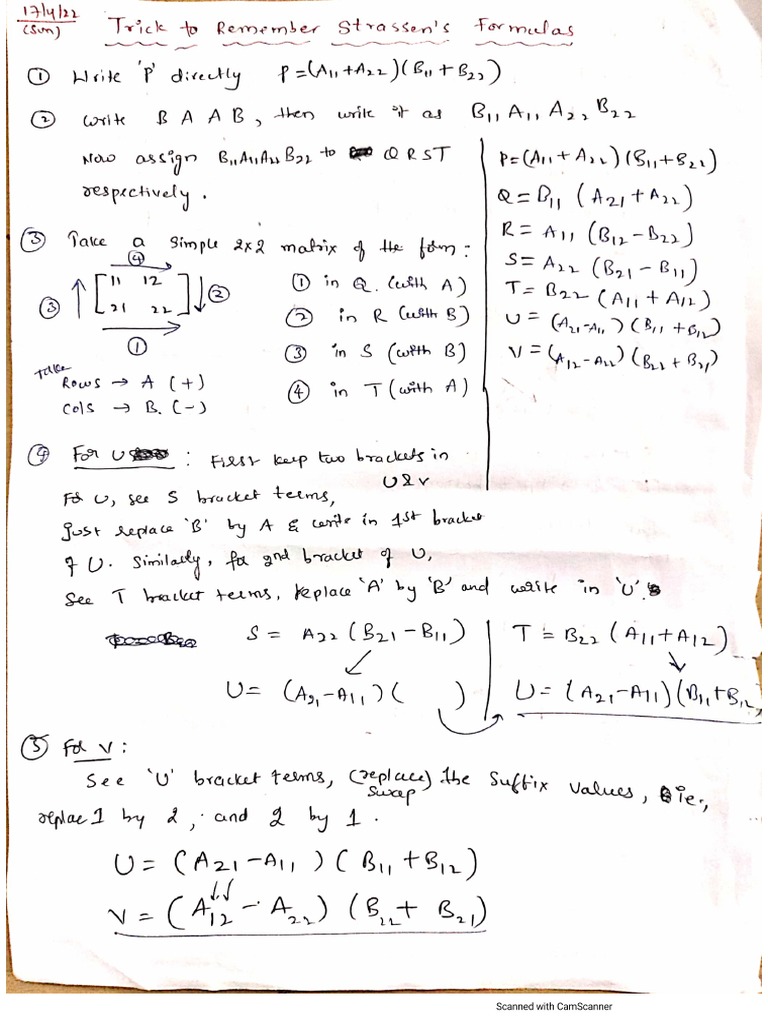 Strassen's Formulas Technique | PDF