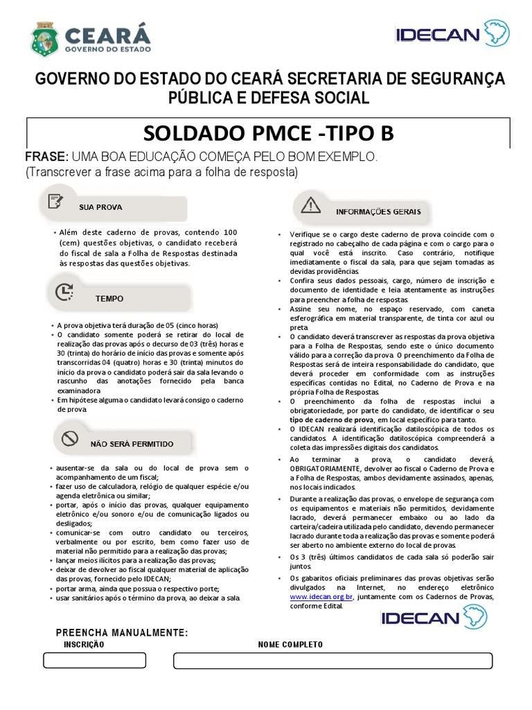 Prova Objetiva Tipo B PMCE | PDF | Vida extraterrestre | Exoplaneta