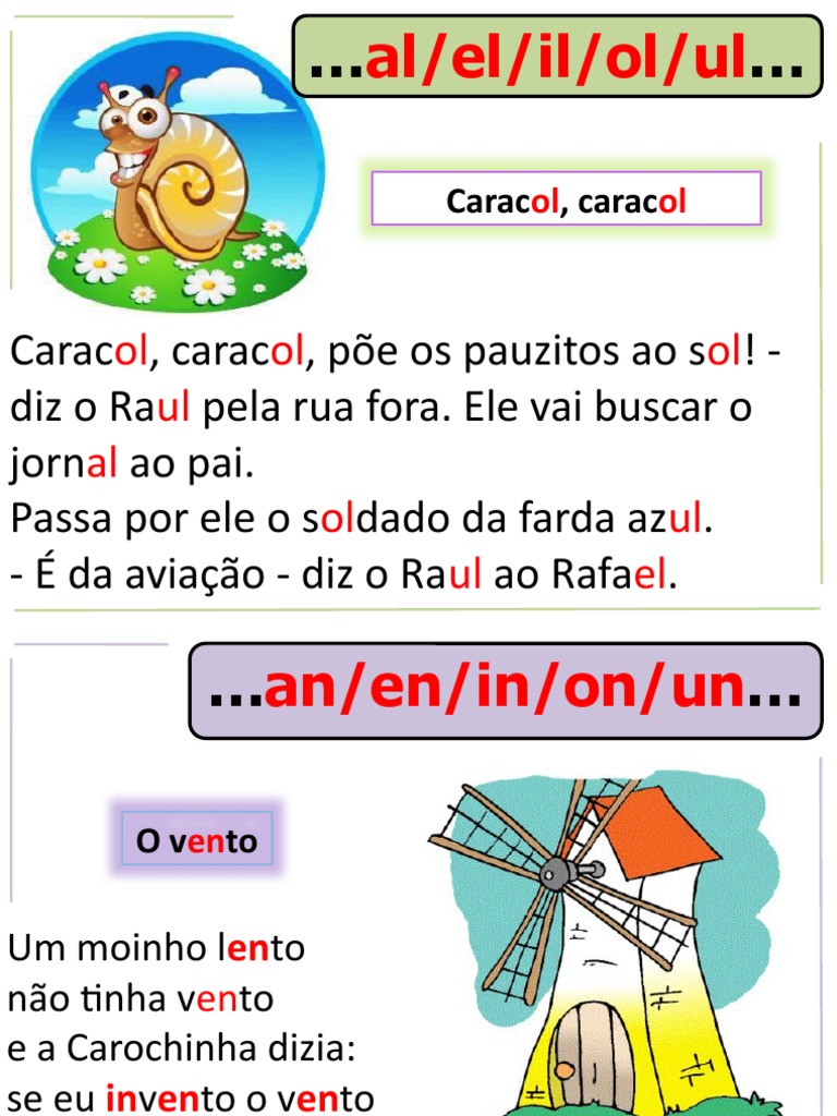 Consoantes e vogais: exercícios de rimas e rimas | PDF