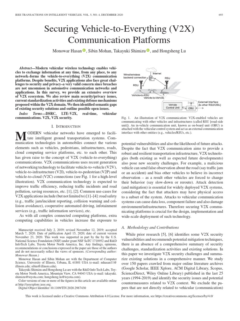 Securing Vehicle-To-Everything V2X Communication Platforms | PDF ... Securing Vehicle-To-Everything V2X Communication Platforms | PDF ...