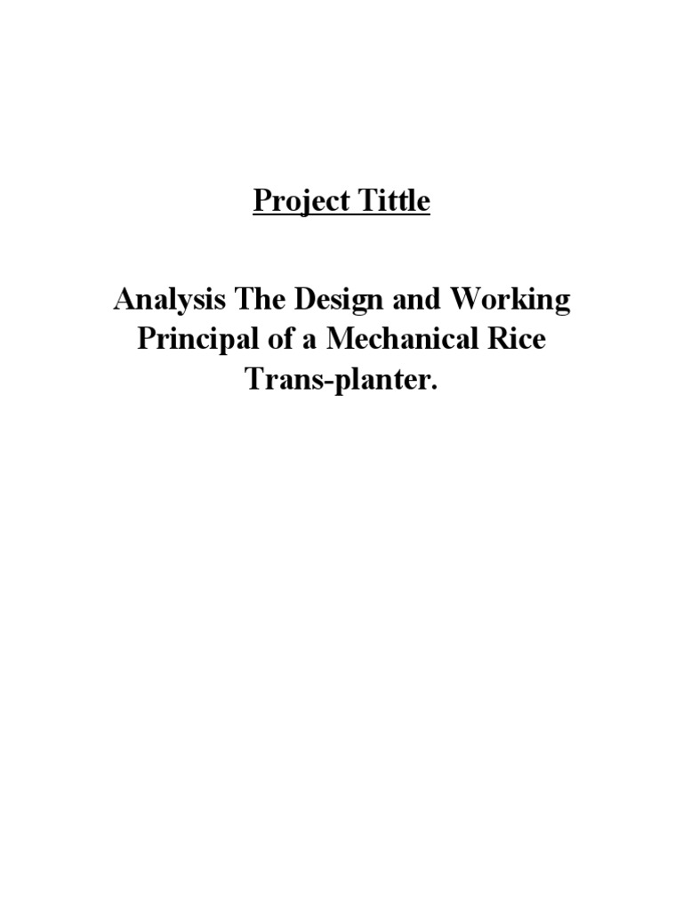 Design Analysis of A Mechanical Rice Transplanter | PDF | Machines ...