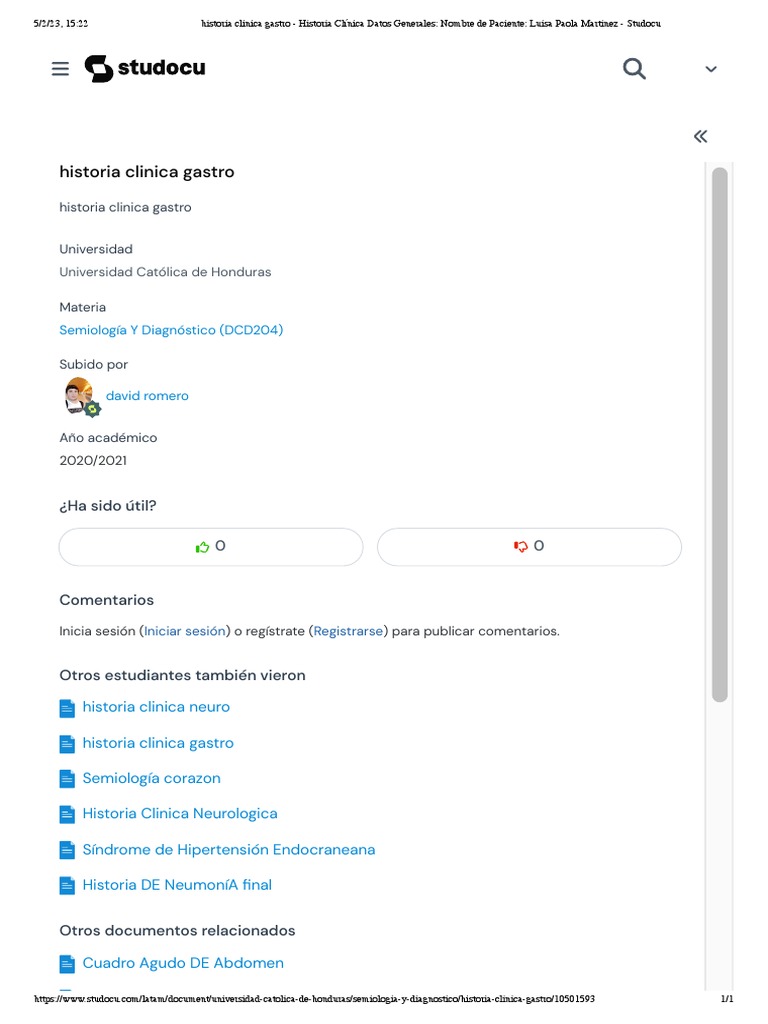 Historia Clinica Gastro - Historia Clínica Datos Generales - Nombre de Paciente - Luisa Paola ...