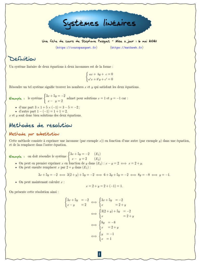 Systemes Lineaires | PDF | Système d'équations linéaires | Mathématiques