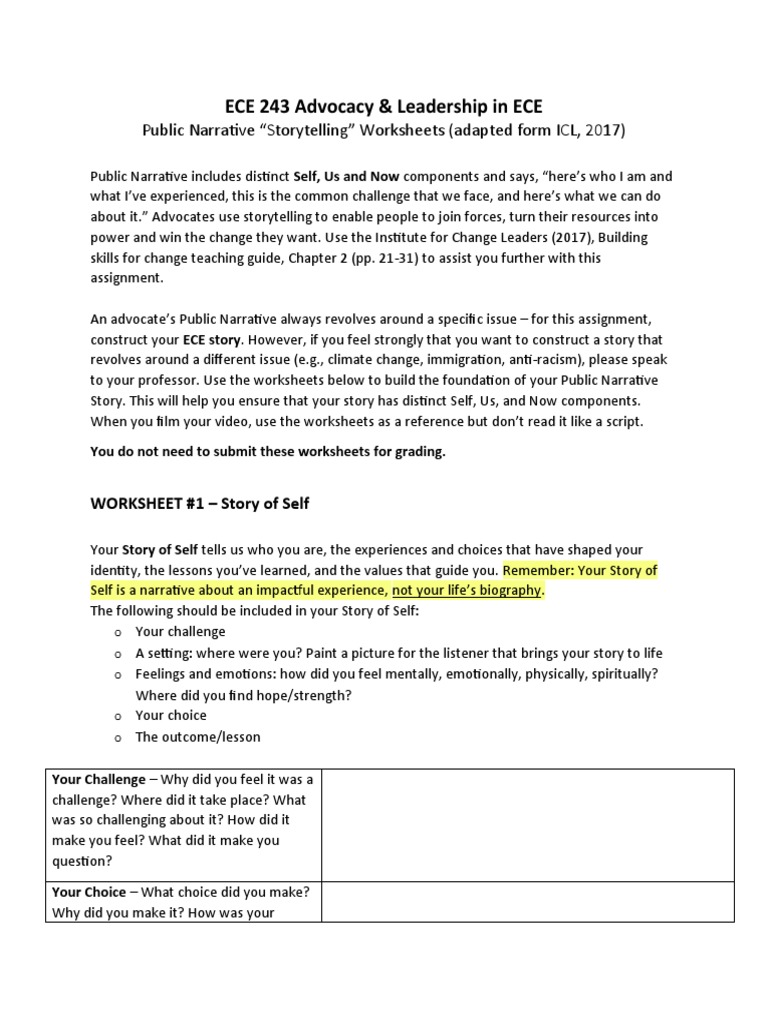 243 Public Narrative - Story Worksheets (22-23) | PDF