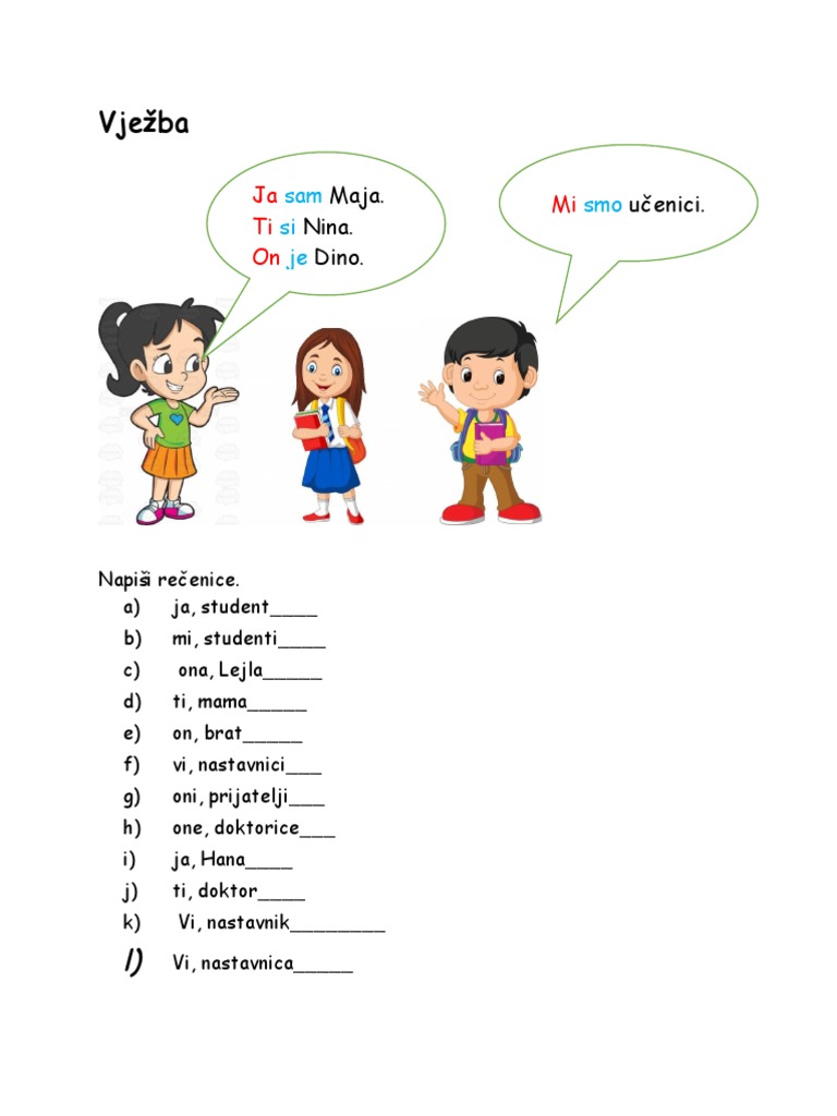 Vježba- glagol biti | PDF