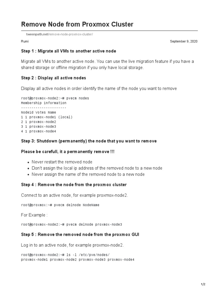 Remove Node From Proxmox Cluster | PDF Remove Node From Proxmox Cluster | PDF