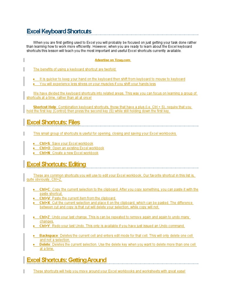Micro Soft Excel Formulas | PDF | Microsoft Excel | Keyboard Shortcut