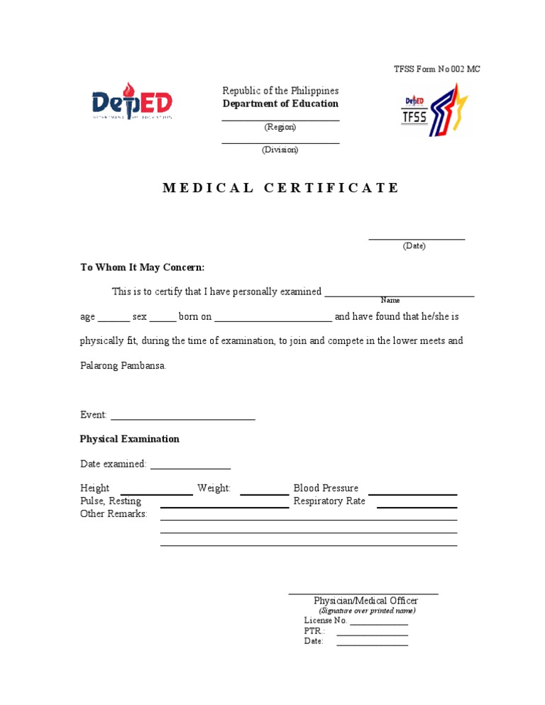 Medical Certificate 2010 Palaro