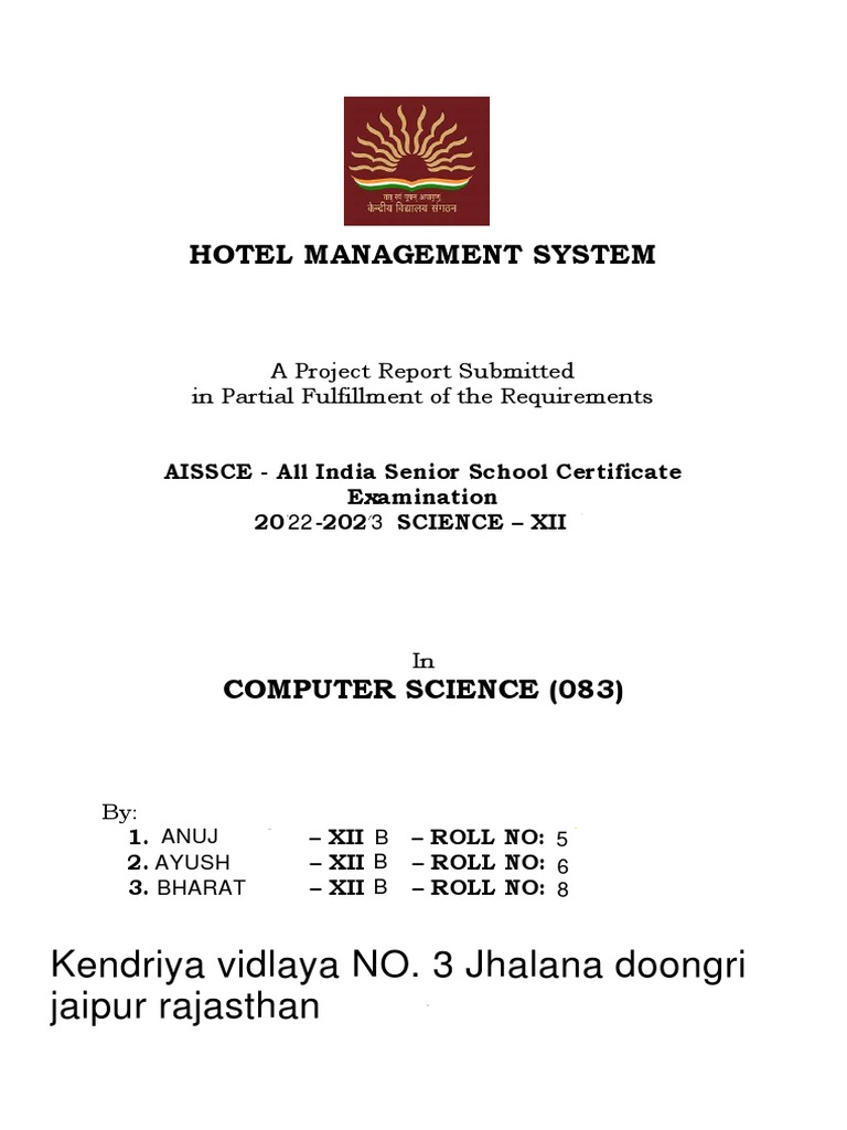 Hotel-Management-Project (1jnjn | PDF | Computer Science | Computer Architecture