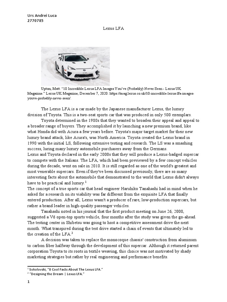 Lexus LFA | PDF | Lexus | Car Body Styles