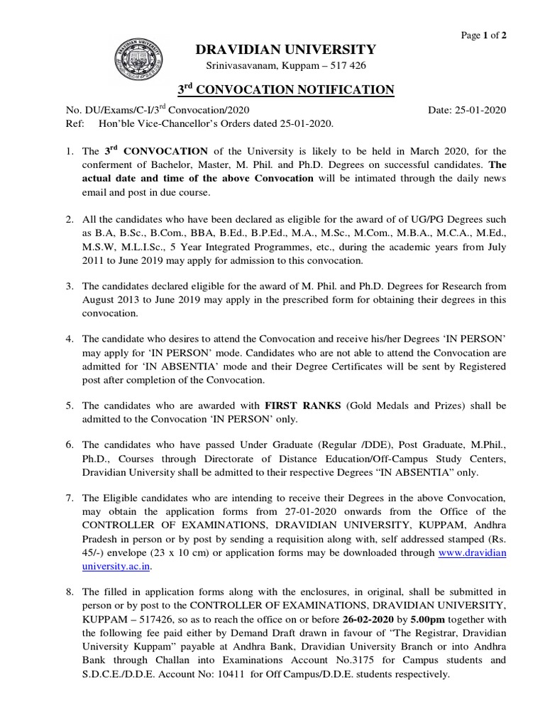 Convocation Instructions 2020 | PDF | Postgraduate Education | Master's Degree