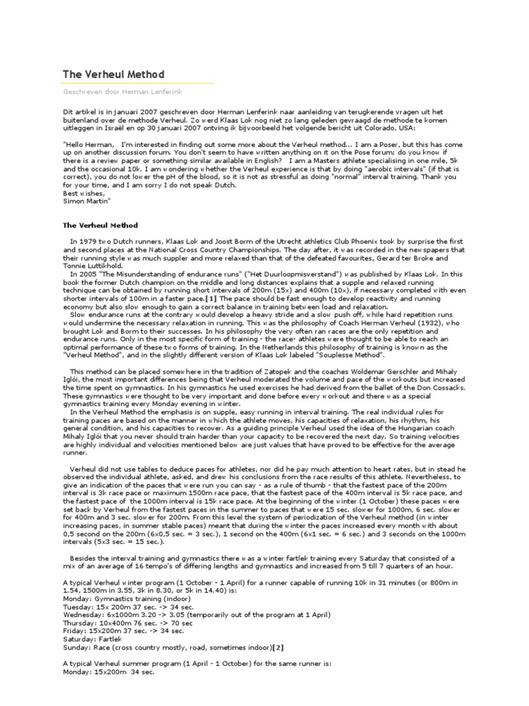 The Verheul Method | PDF | Athletics | Physical Exercise