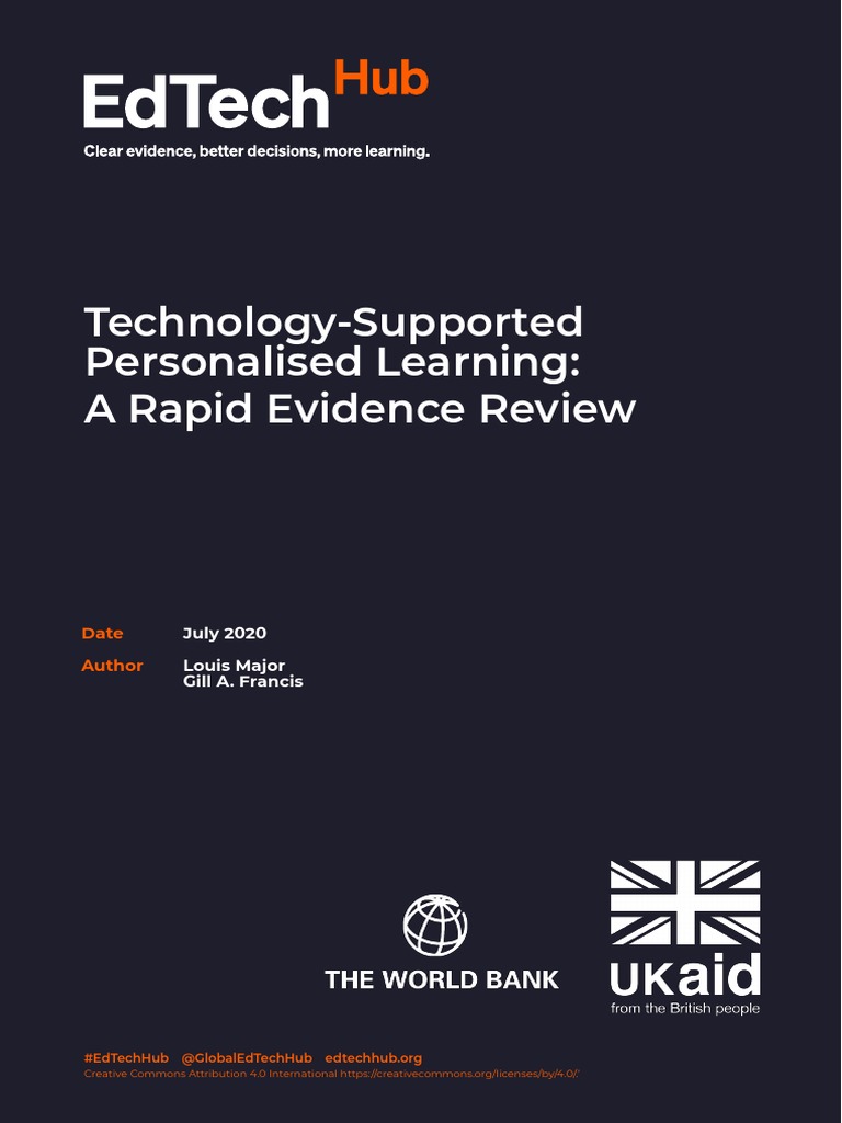 Technology Supported Personalised Learning A Rapid Evidence Review Final Download Free Pdf