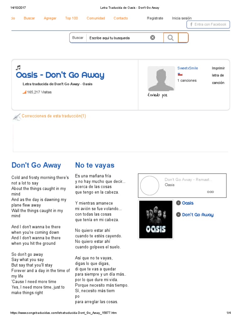 Don't Go Away (Oasis) | PDF