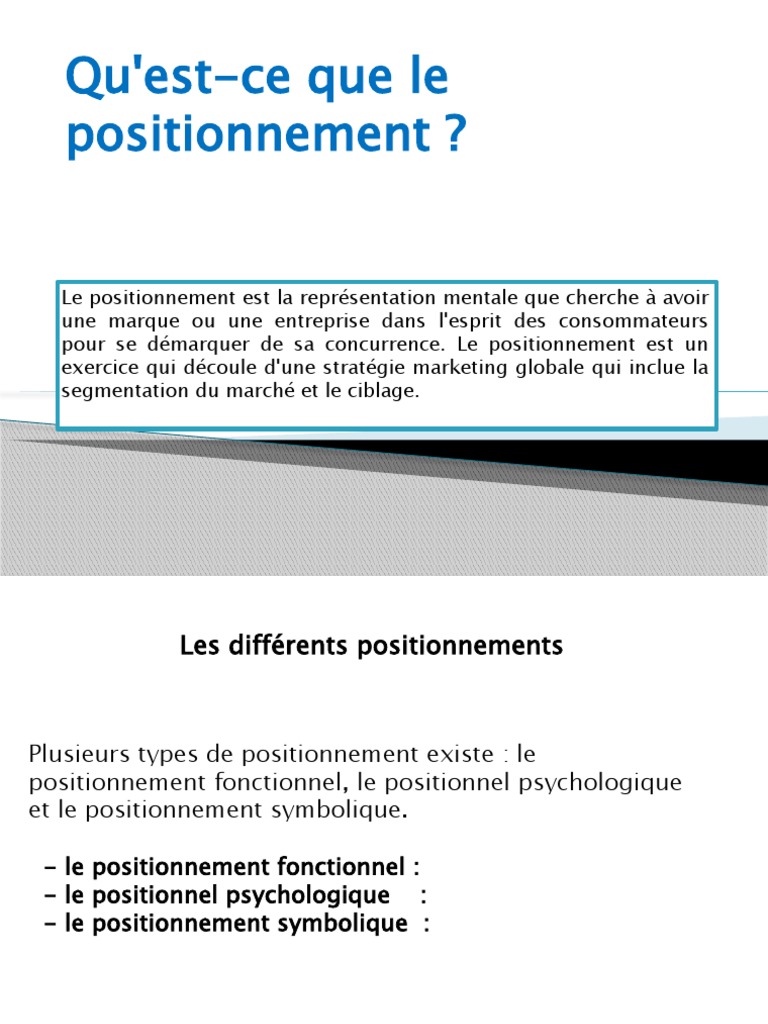 Qu'Est-ce Que Le Positionnement | PDF