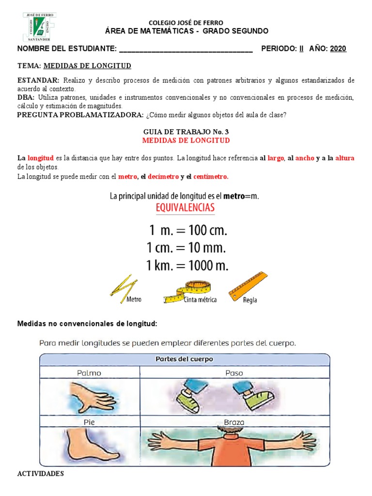 2° Guia 3 - Medidas de Longitud | PDF | Longitud | Medición