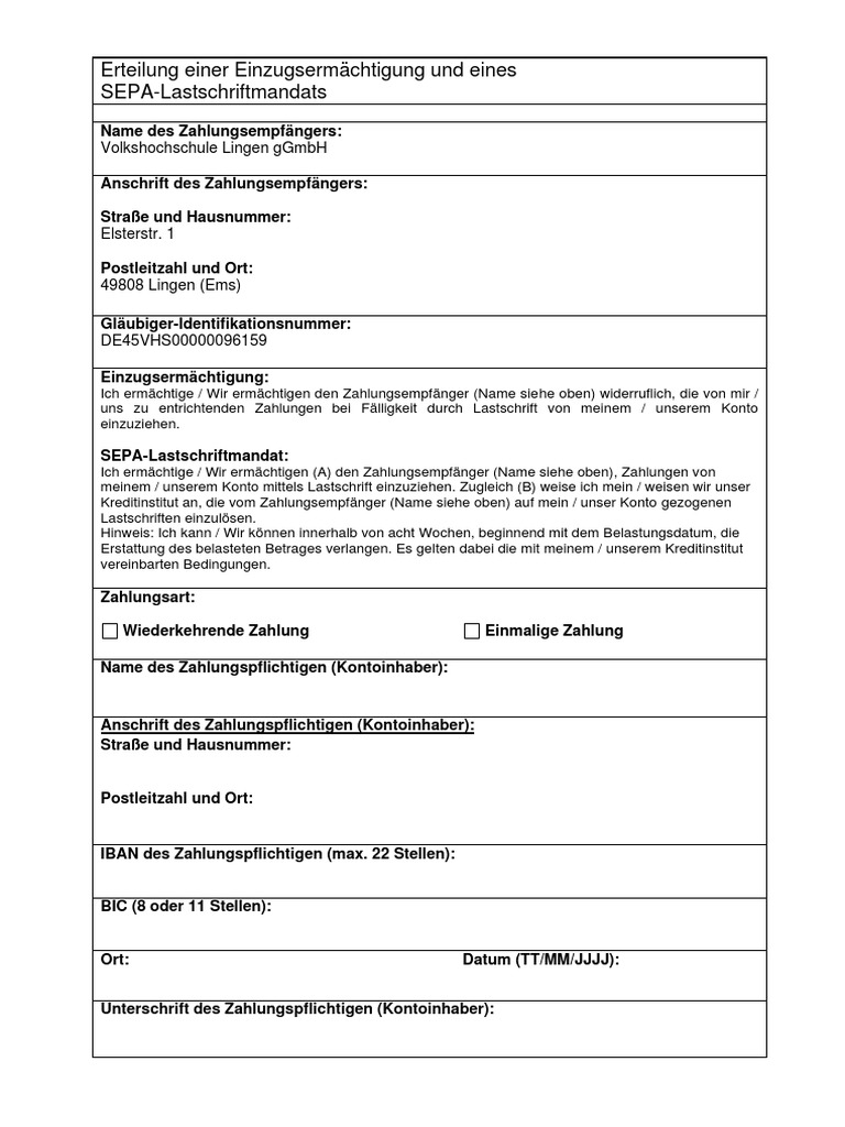 Sepa Formular | PDF