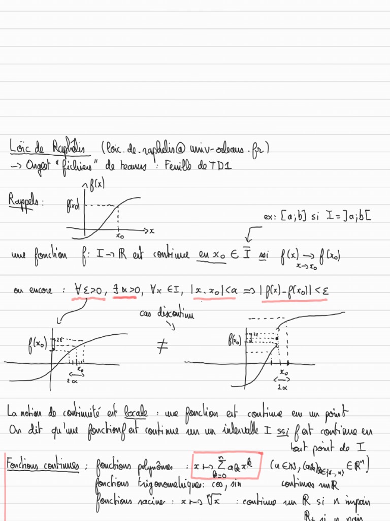 Correction TD Analyse Semaine 1 Lundi 18 Jan | PDF