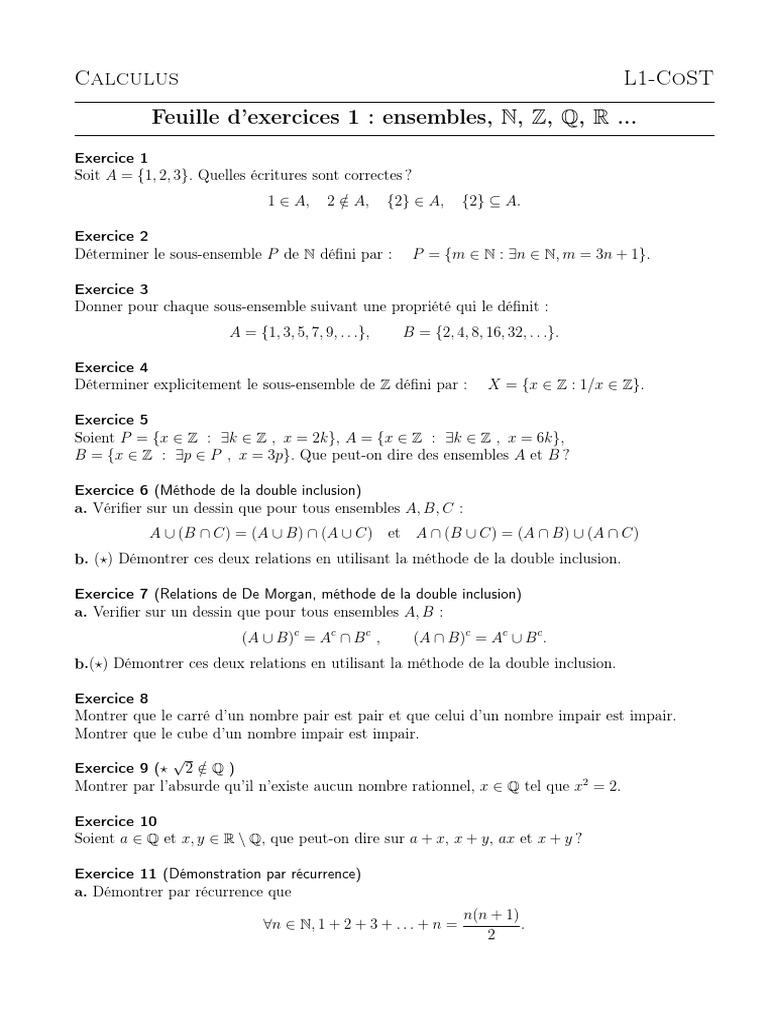 TD1 2020 | PDF | Inclusion (mathématiques) | Mathématiques