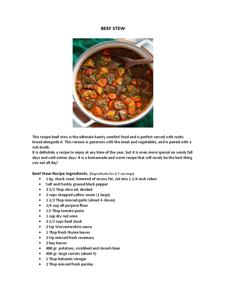 Beef Stew | Download Free PDF | Beef | Stew