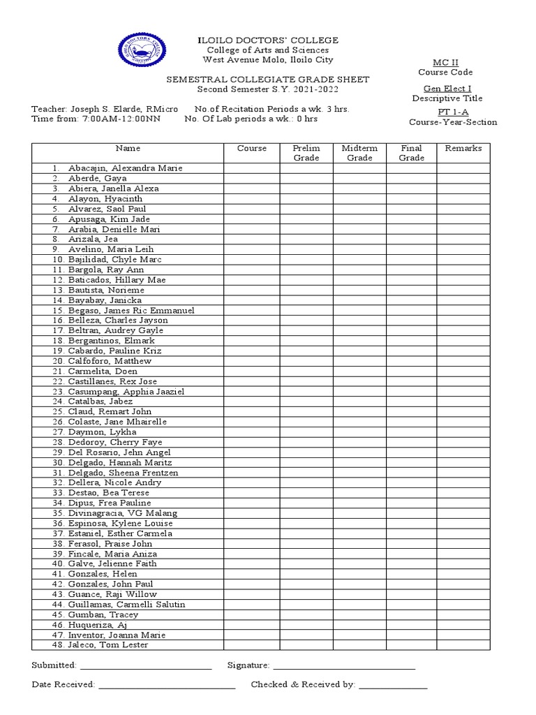 Student Grade Report | PDF