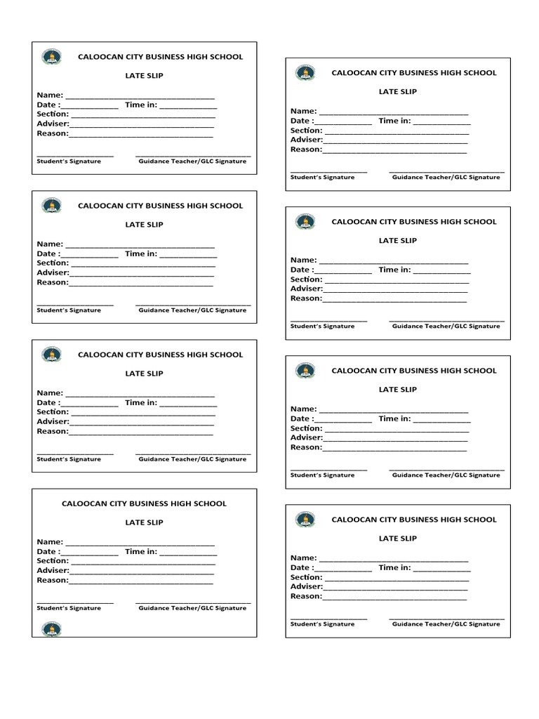 Late Slip | PDF | Business | Finance & Money Management