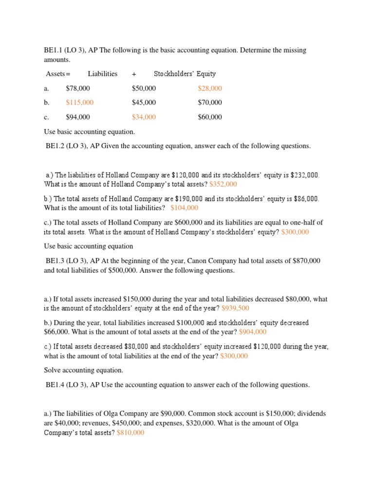 Acc CH1 | Download Free PDF | Balance Sheet | Equity (Finance)