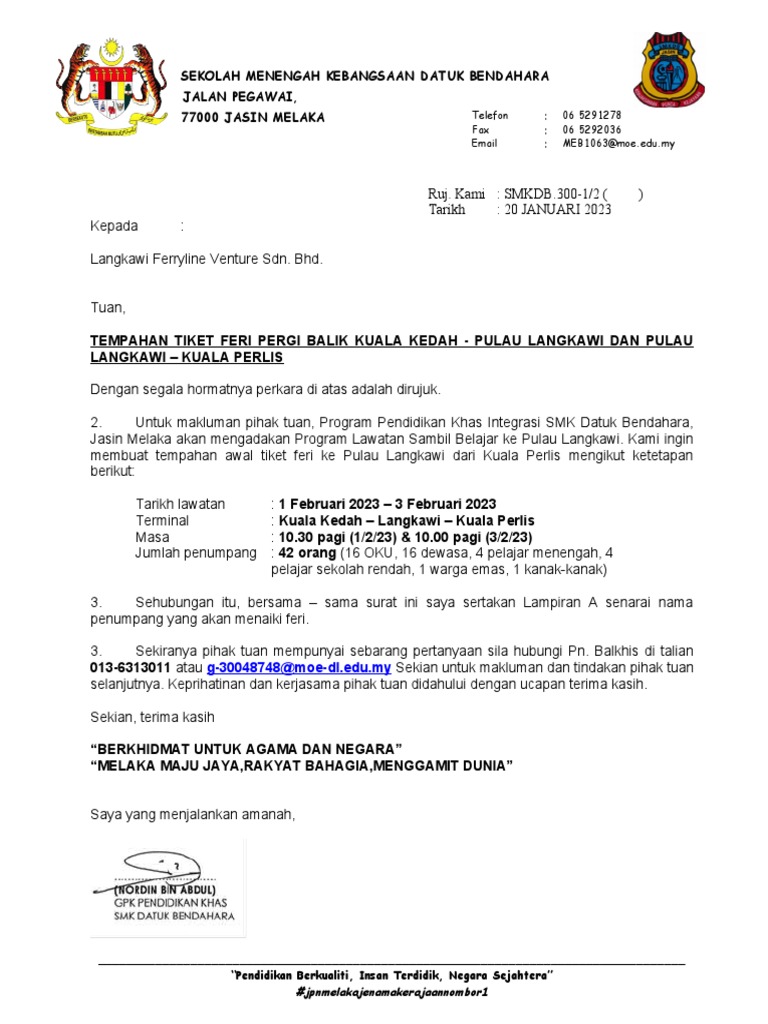 Tempahan Tiket Feri | PDF