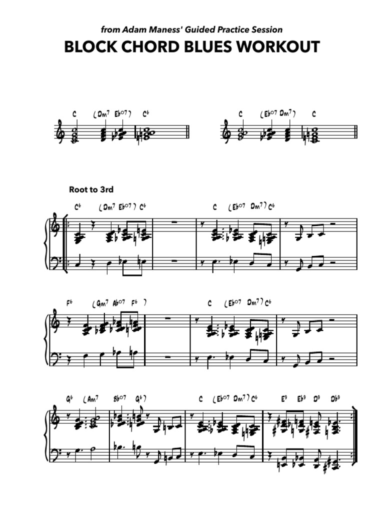 Block Chord Blues Workout - Adam Maness | PDF