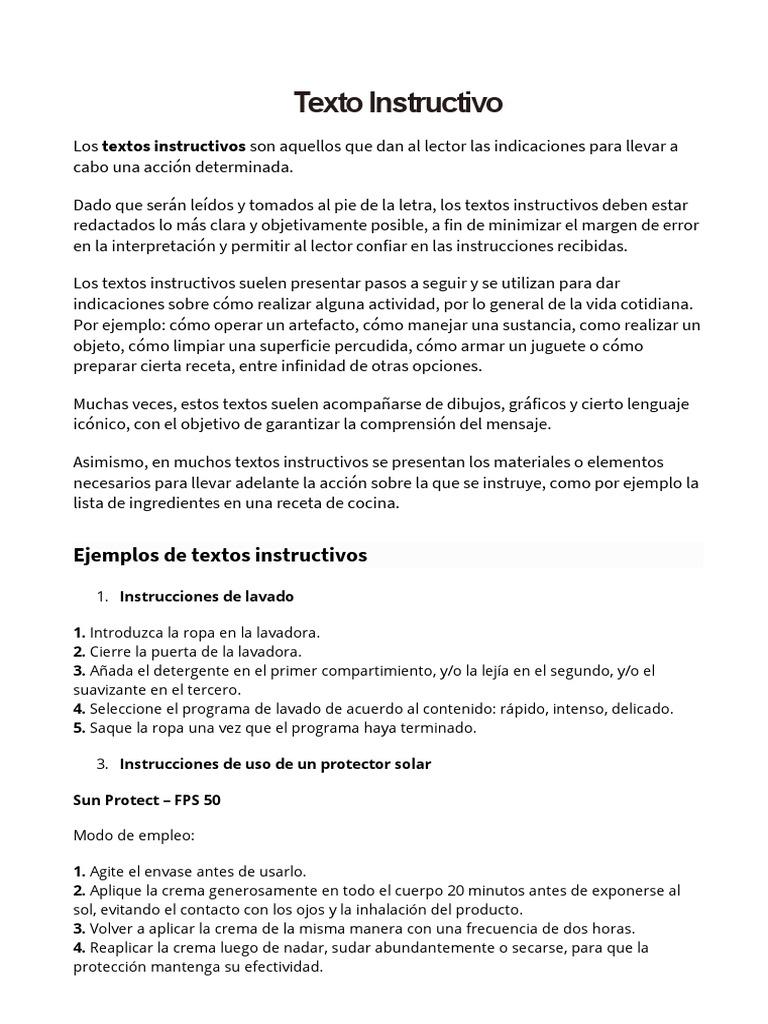 Guía Clara para Textos Instructivos | PDF