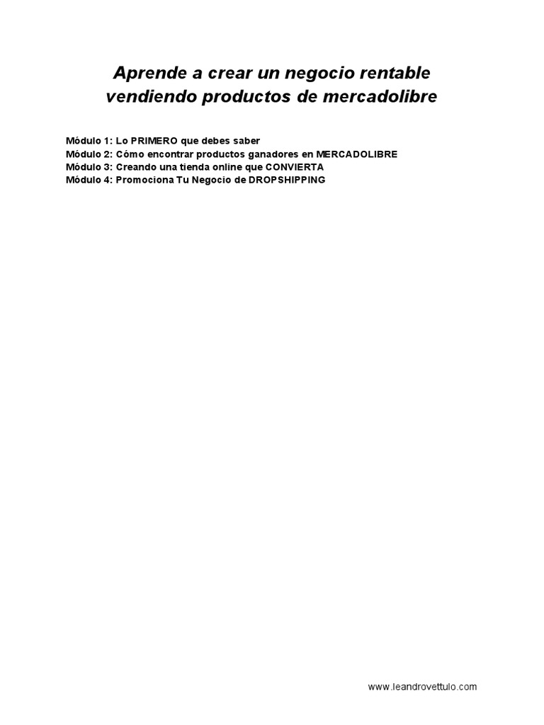 Aprende A Crear Un Negocio Rentable Vendiendo Productos de Mercadolibre ...