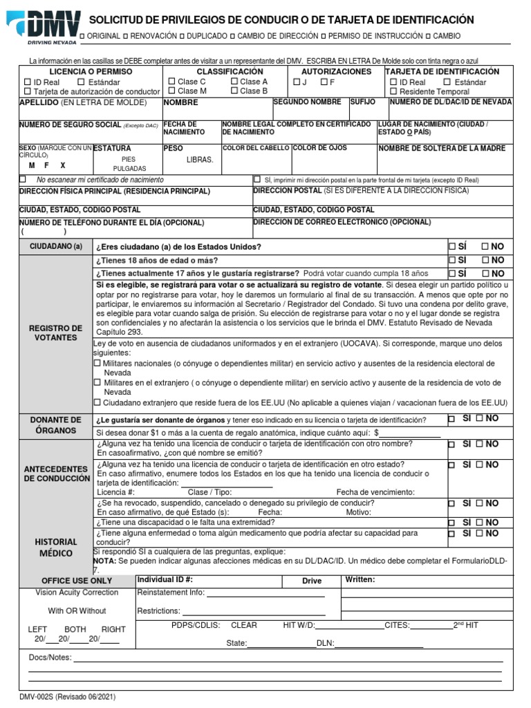 Solicitud de Licencia y ID en Nevada | PDF | Donación
