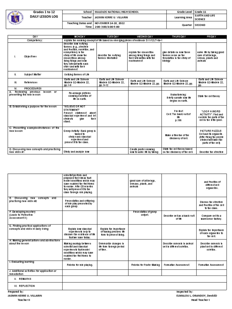 Els Q2W2 | PDF | Life | Science