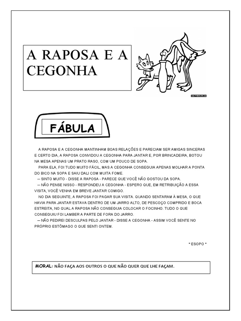 A RAPOSA E A CEGONHA | PDF