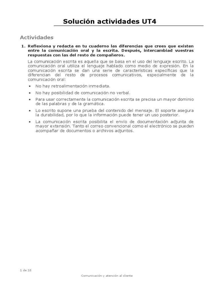 Solución Actividades Ut4 Del Libro | PDF | Comunicación | Reciclaje
