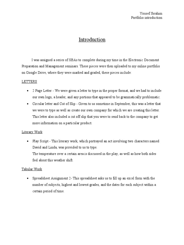 EDPM Portfolio Introduction | PDF | Business | Economies