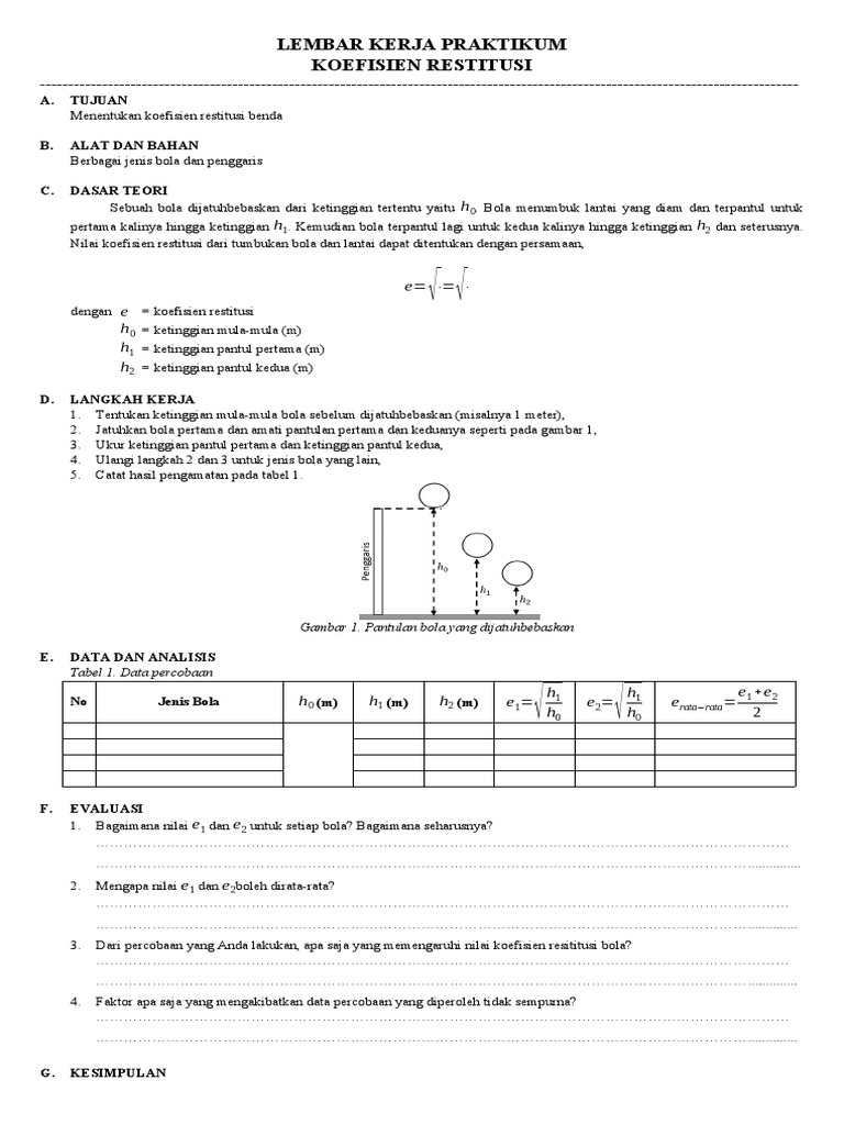 LKS Praktikum Koefisien Restitusi | PDF