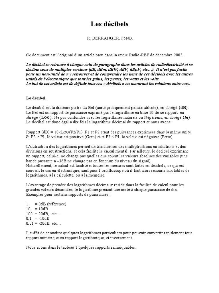Comprendre les décibels en électronique | PDF | Décibel | Électrotechnique